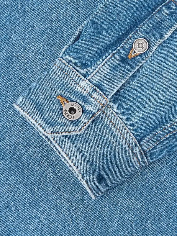 Loewe Anagram Logo-embroidered Denim Overshirt - Blue