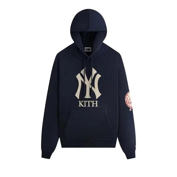 Kith X New York Yankees Plush Fleece Cropped Braxton Hoodie - Blue
