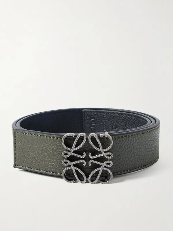 Loewe Anagram 3.5cm Reversible Leather Belt - Green