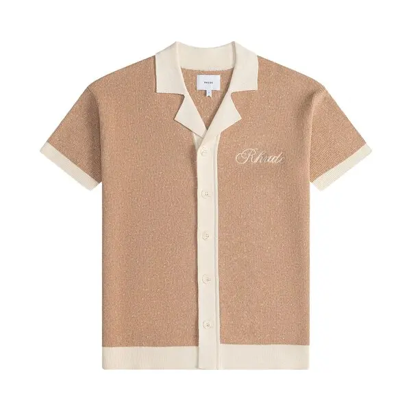 Rhude Contrast Knit Button-up Polo - Brown