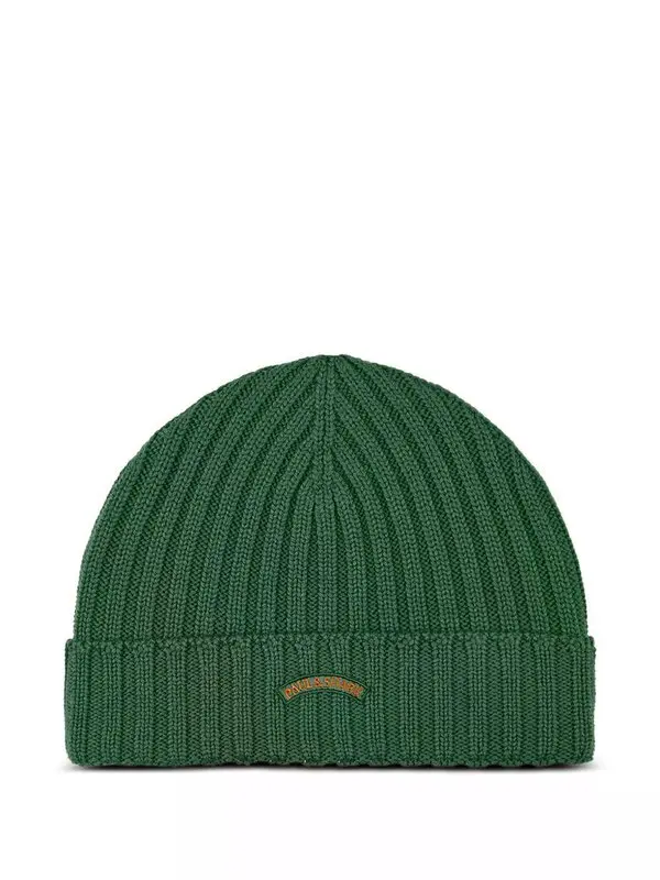 Paul & Shark Ribbed Wool Beanie - Green