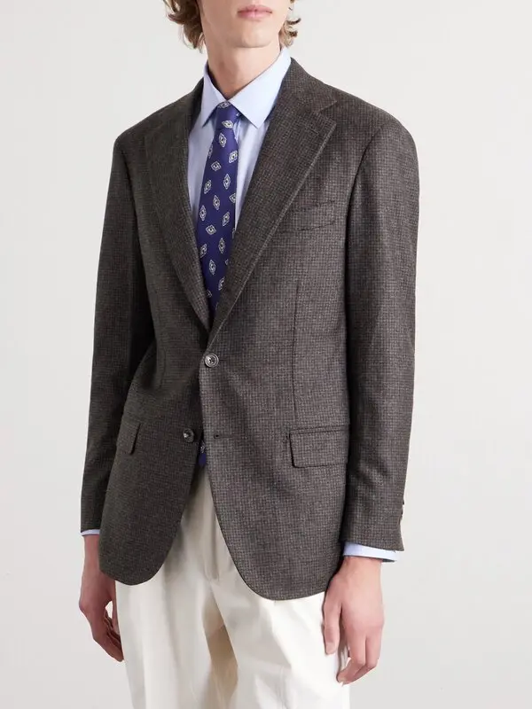 J. MUESER Waverly Puppytooth Wool Suit Jacket - Brown