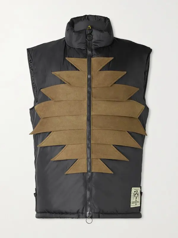 Kapital Zepher Suede-trimmed Shell Gilet - Black