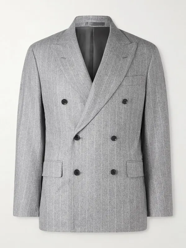 KAPTAIN SUNSHINE Double-breasted Pinstriped Wool Suit Jacket
