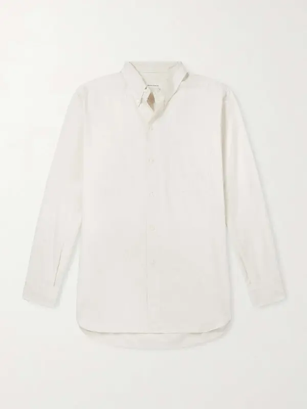 KAPTAIN SUNSHINE Button-down Collar Cotton Oxford Shirt - Ecru