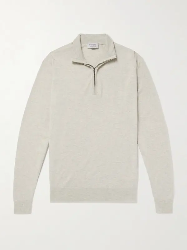 John Smedley Tapton Slim-fit Merino Wool Half-zip Sweater - Gray