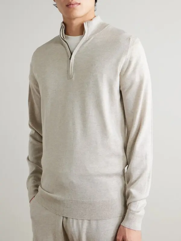 John Smedley Tapton Slim-fit Merino Wool Half-zip Sweater - Gray
