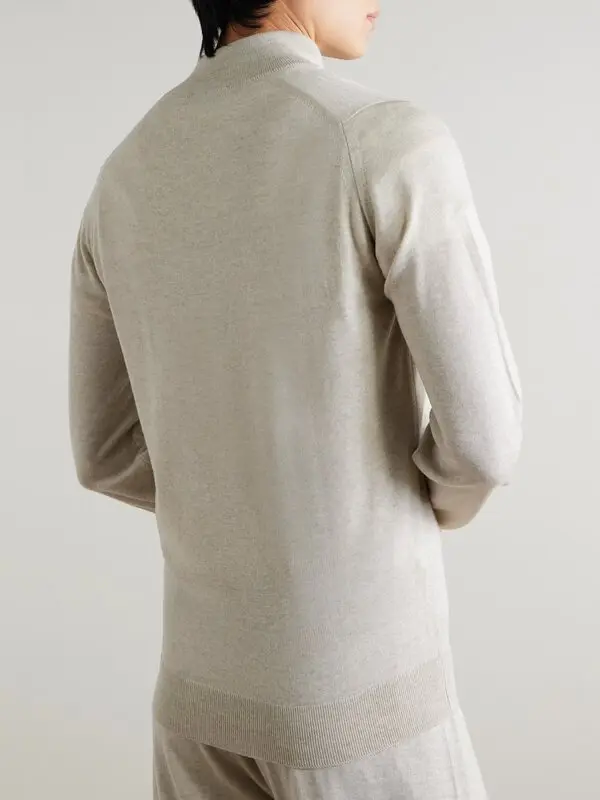 John Smedley Tapton Slim-fit Merino Wool Half-zip Sweater - Gray