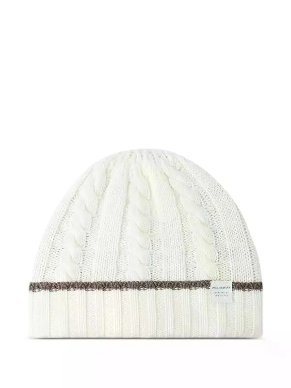 Paul & Shark Cable-knit Wool Cashmere Beanie - White