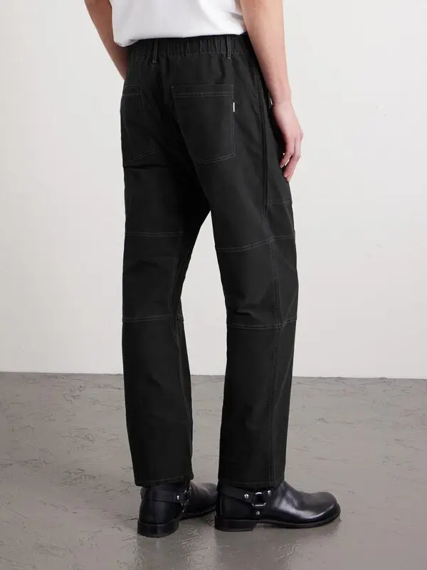 Folk Assembly Straight-leg Pleated Cotton-blend Trousers - Black