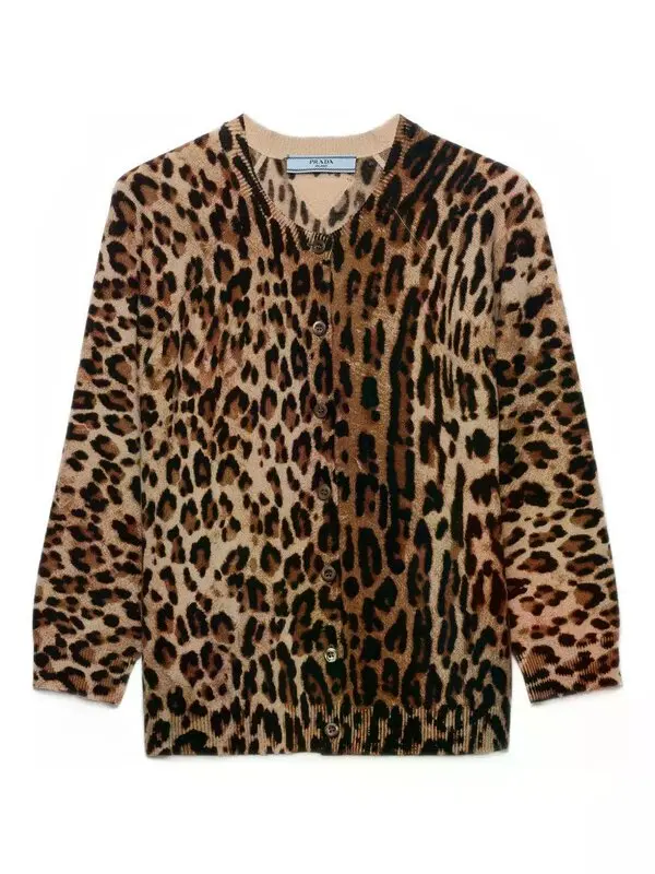 Prada Animal-print Button-up Cardigan