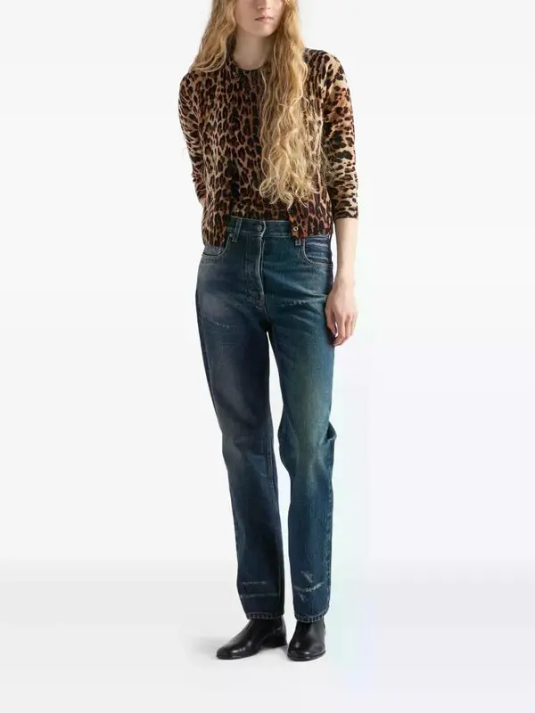 Prada Animal-print Button-up Cardigan