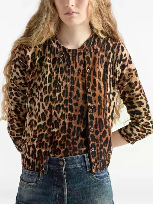 Prada Animal-print Button-up Cardigan