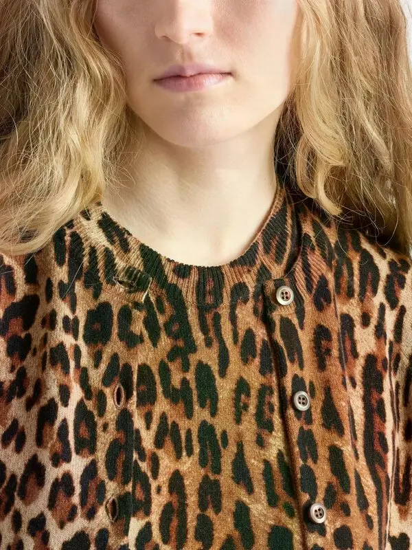 Prada Animal-print Button-up Cardigan
