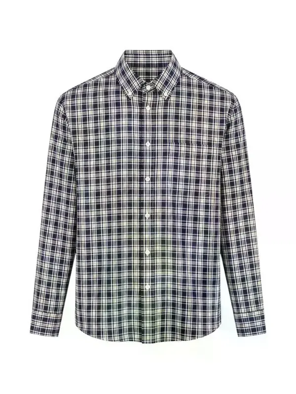B.D.BAGGIES Bradford Plaid-pattern Pocket-chest Shirt - Blue
