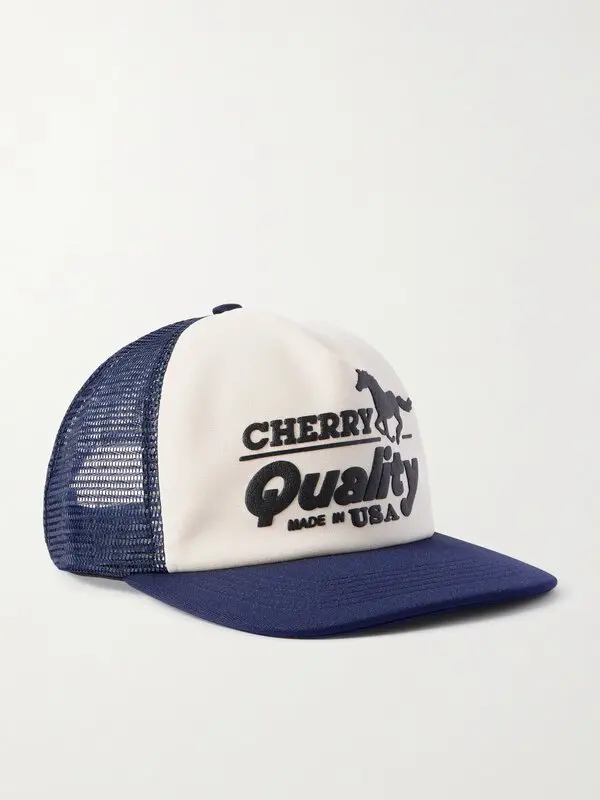 CHERRY LOS ANGELES Printed Canvas And Mesh Baseball Cap - Blue