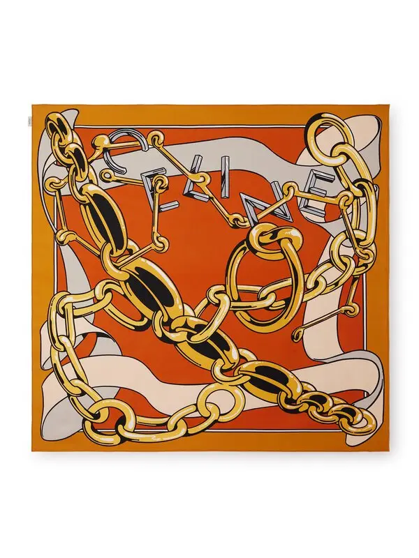 Celine Printed Silk Scarf - Orange