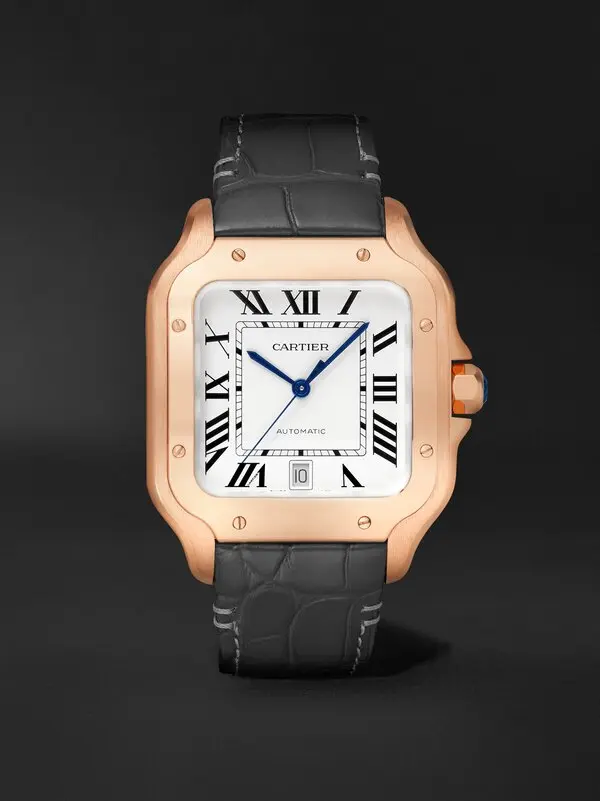 CARTIER Santos De Large Automatic 39.8mm Interchangeable 18-karat Gold And Alligator Strap Watch - White