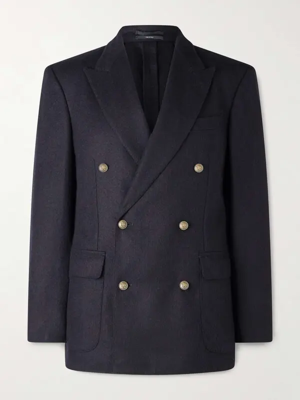 Dunhill Double-breasted Cashmere Blazer - Navy