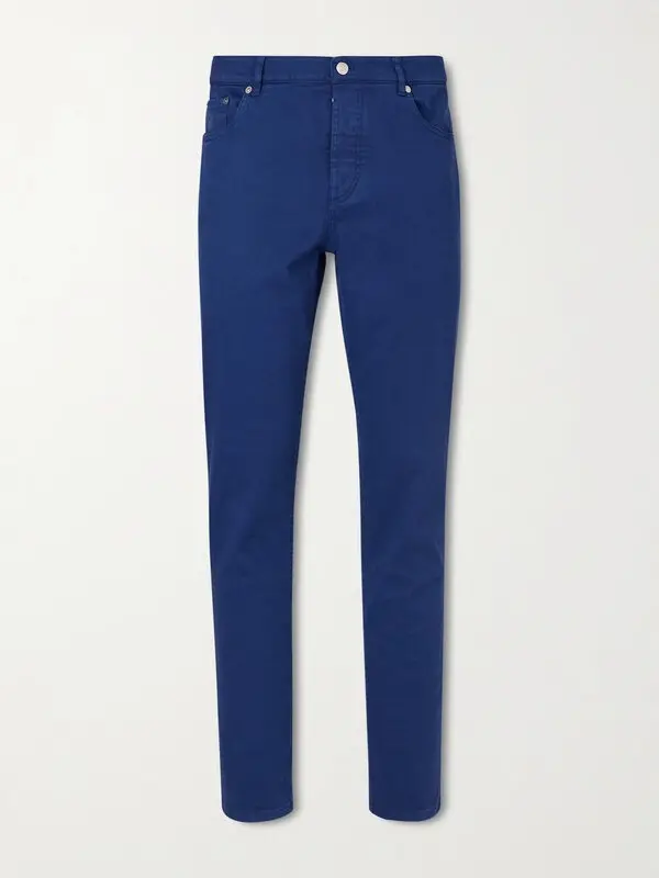 Brunello Cucinelli Slim-fit Straight-leg Logo-embroidered Jeans - Blue