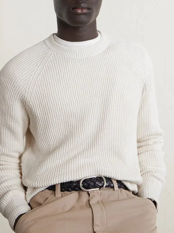 Brunello Cucinelli Ribbed Cotton Sweater - Neutrals