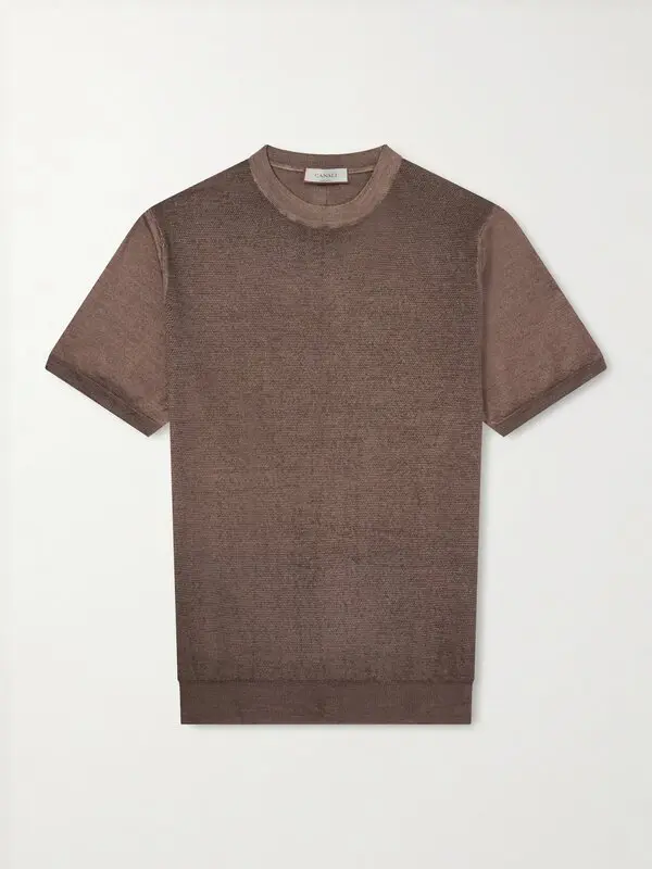 Canali Wool And Silk-blend T-shirt - Brown