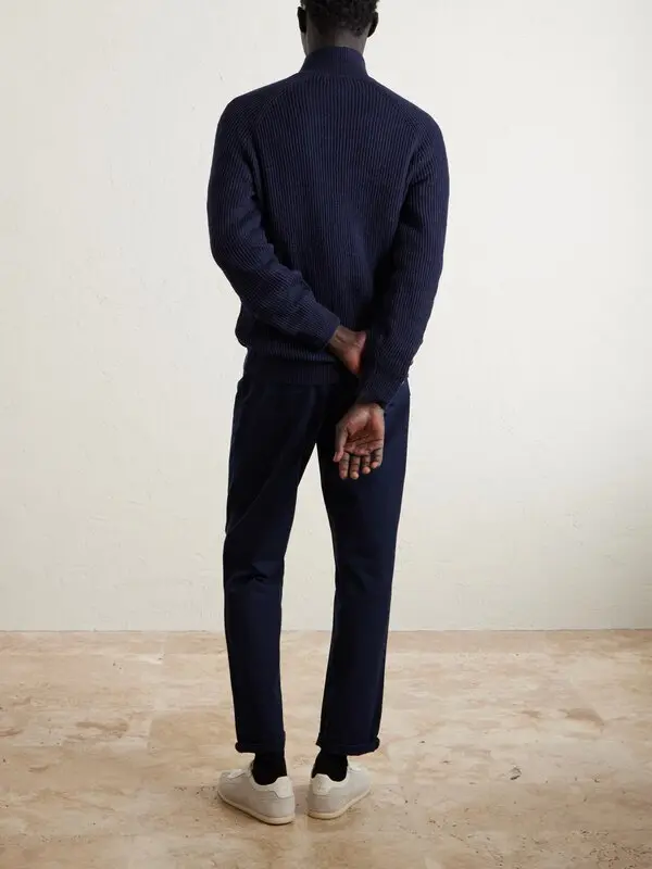 Brunello Cucinelli Ribbed Cotton Zip-up Sweater