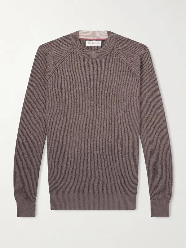 Brunello Cucinelli Ribbed Cotton Sweater - Brown