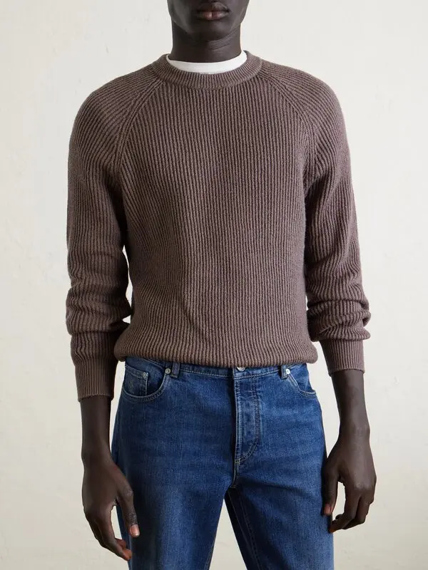 Brunello Cucinelli Ribbed Cotton Sweater - Brown