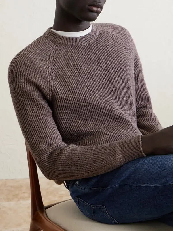 Brunello Cucinelli Ribbed Cotton Sweater - Brown