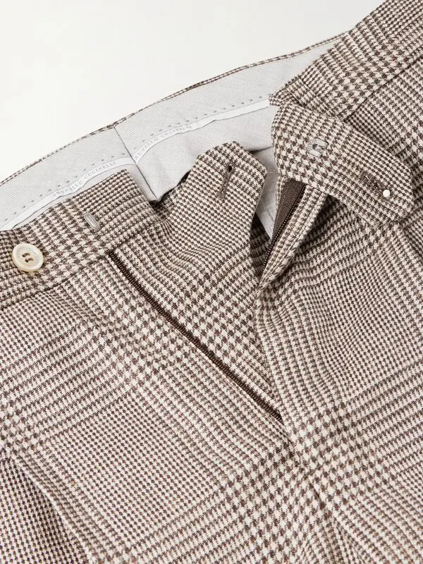 Brunello Cucinelli Straight-leg Prince Of Wales Checked Trousers - Brown
