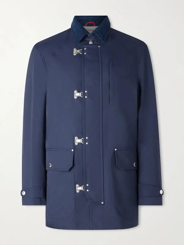Brunello Cucinelli Corduroy-trimmed Cotton-blend Field Jacket - Blue