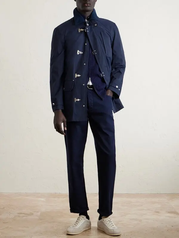Brunello Cucinelli Corduroy-trimmed Cotton-blend Field Jacket - Blue