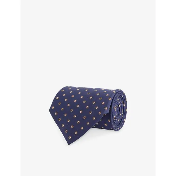 Dunhill Circle Medallion Wide-blade Tie - Spring Navy