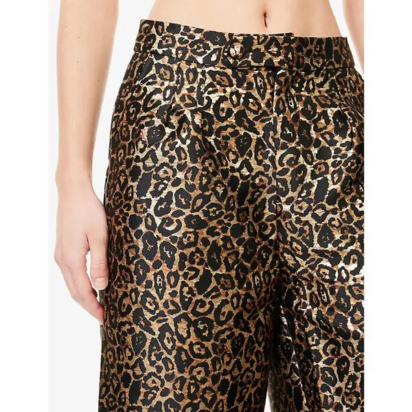 SISTER JANE Leopard-print Wide-leg Woven Trousers
