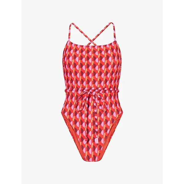 Seafolly Sorrento Reversible Square-neck Swimsuit - Flame