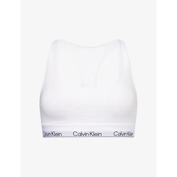 Calvin Klein Icon Branded Cotton And Modal-blend Bralette - White