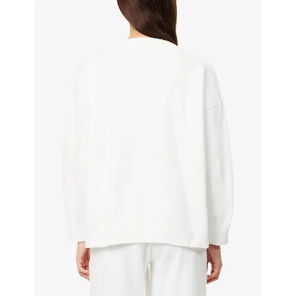 Eberjey Oversized-fit V-neck Bouclé Jumper - Ivory