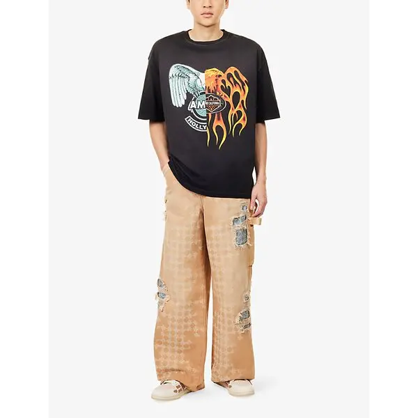 Amiri Spliced Logo Oversized Cotton-jersey T-shirt