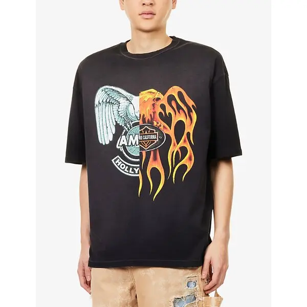 Amiri Spliced Logo Oversized Cotton-jersey T-shirt