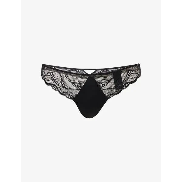 Calvin Klein Sensual Stretch-lace Thong - Black