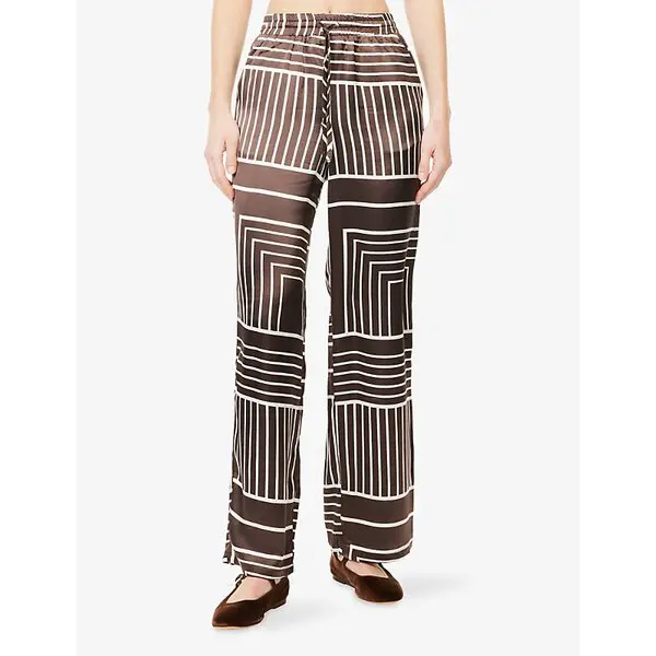 4TH & RECKLESS Amira Graphic-pattern Satin Trousers
