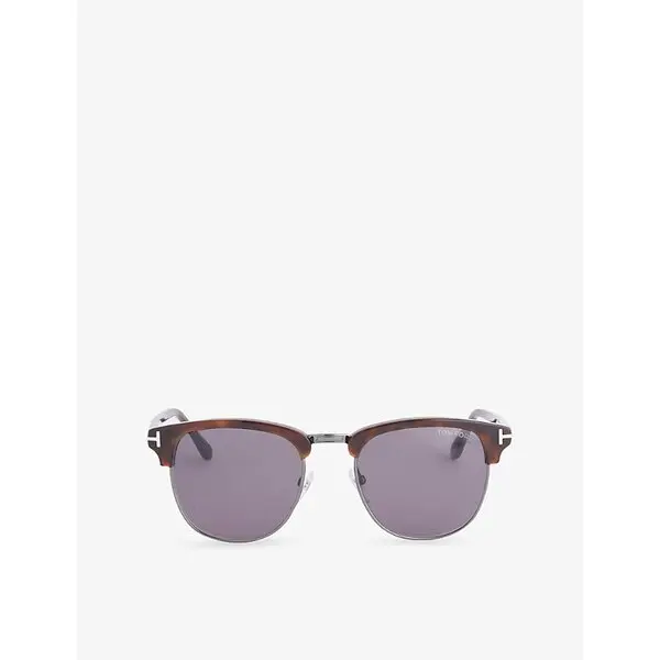 TOM FORD Polarized Round Sunglasses - Dark Havana / Smoke