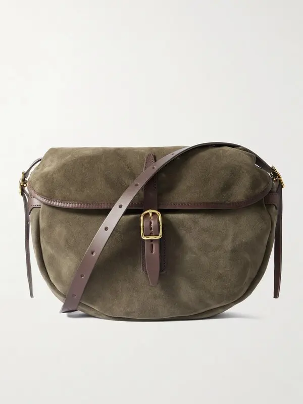 BLEU DE CHAUFFE Margot Suede Messenger Bag - Brown