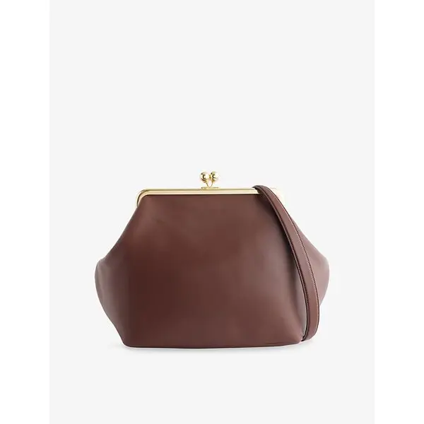 COACH Leather Shoulder Bag With Kiss-lock Clasp - B4/dark Brown