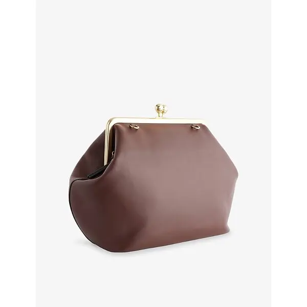 COACH Leather Shoulder Bag With Kiss-lock Clasp - B4/dark Brown
