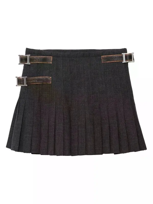 Prada Pleated Wool Mini Skirt