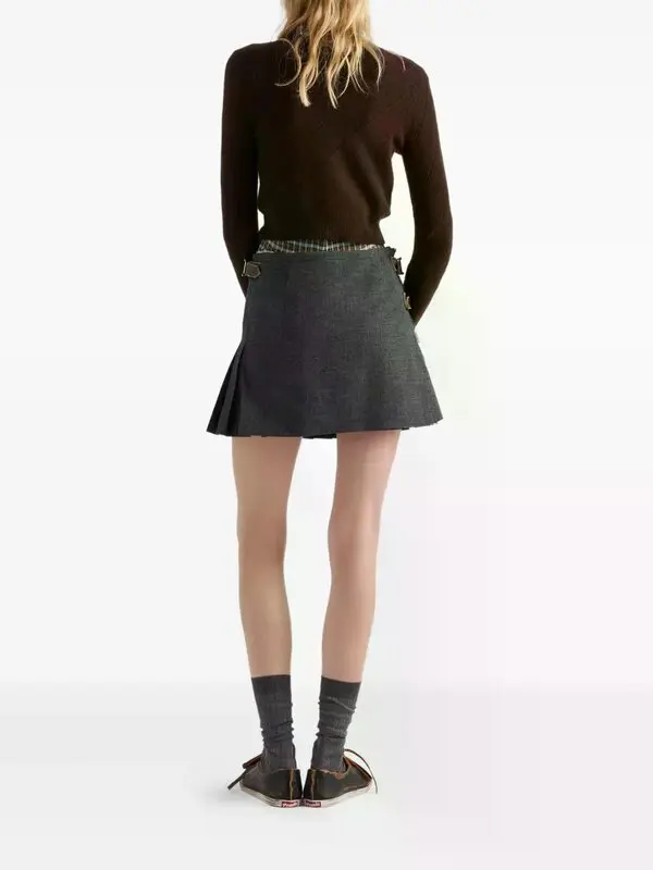 Prada Pleated Wool Mini Skirt