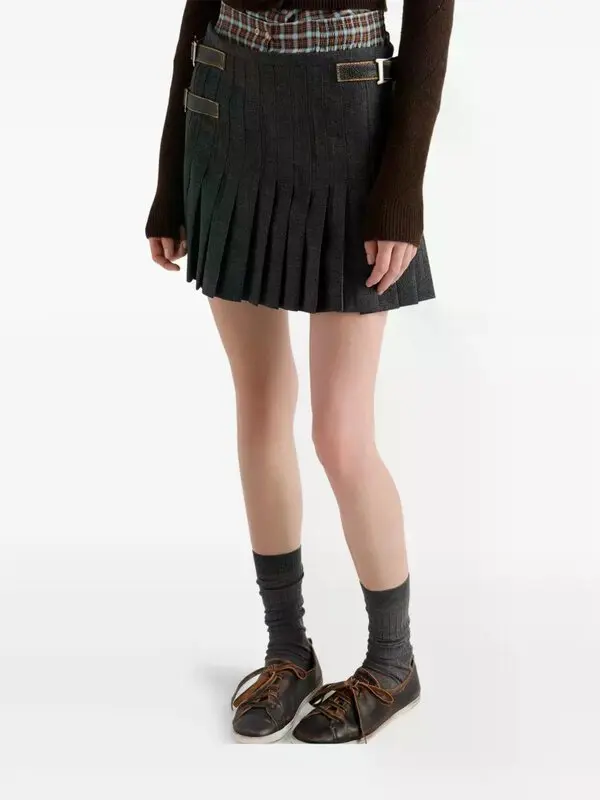 Prada Pleated Wool Mini Skirt