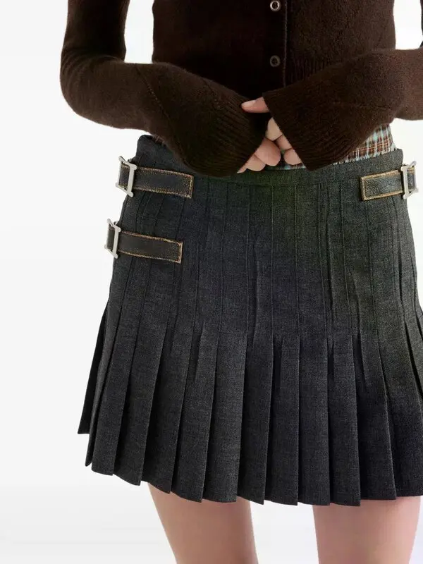 Prada Pleated Wool Mini Skirt